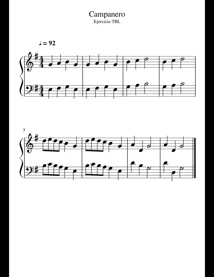 Campanero sheet music for Piano download free in PDF or MIDI