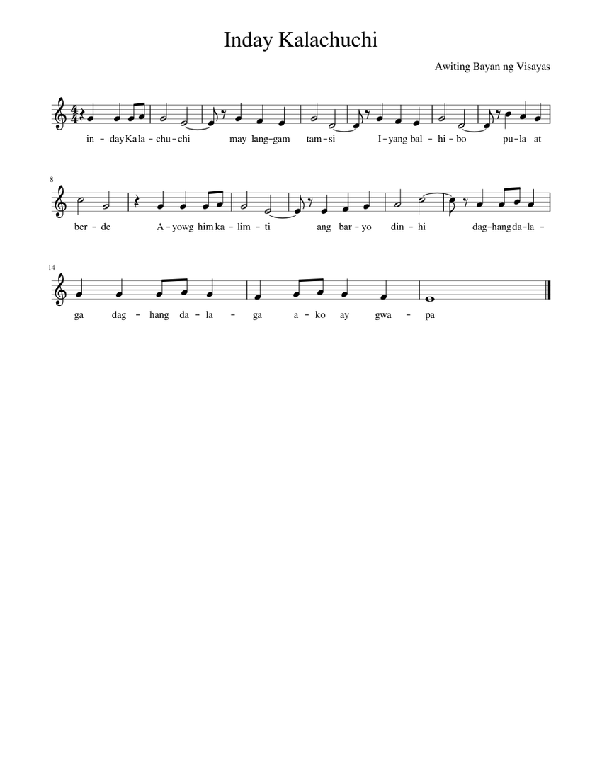Inday Kalachuchi Sheet music for Piano (Orchestras) | Musescore.com