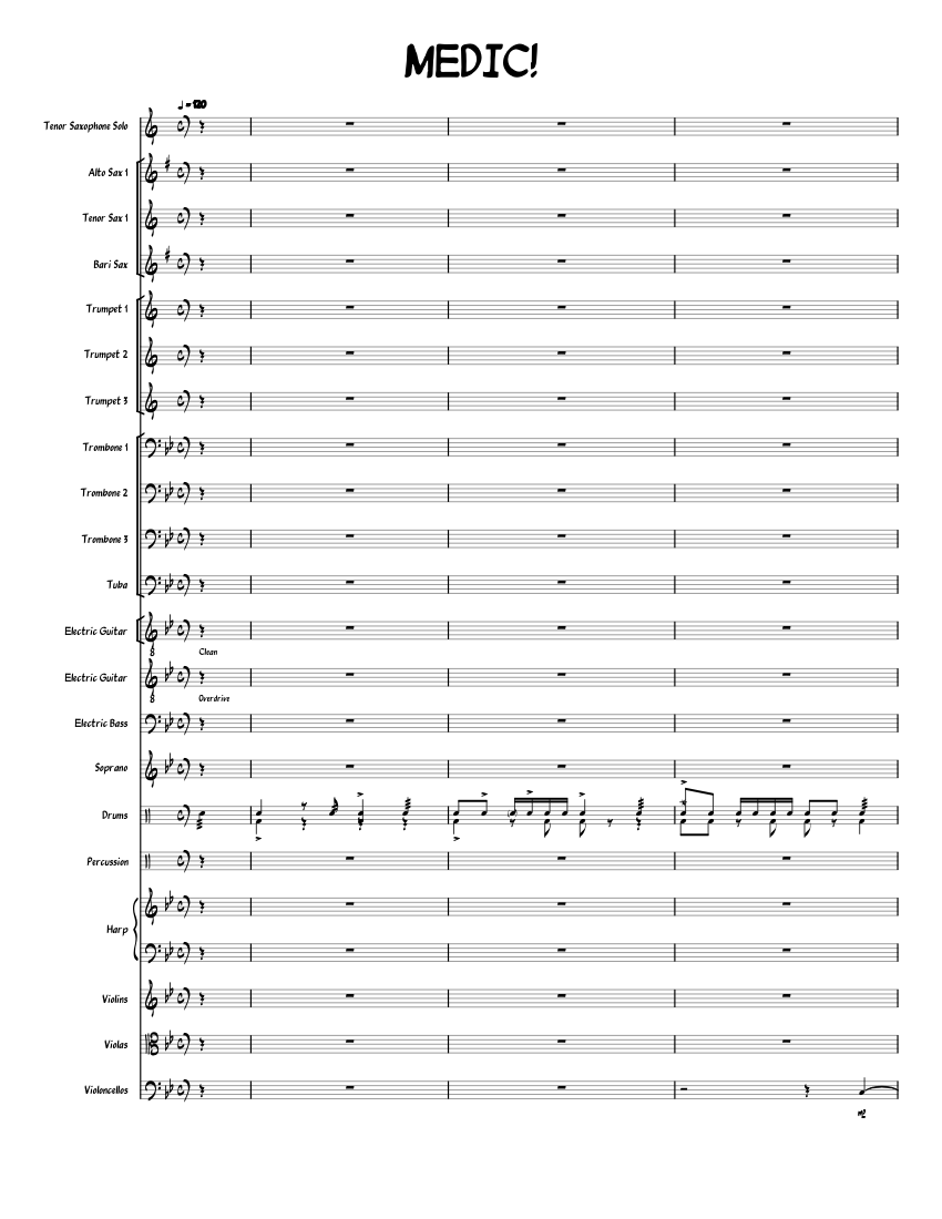Team Fortress 2 - MEDIC! sheet music for Alto Saxophone, Tenor Saxophone, Baritone Saxophone ...
