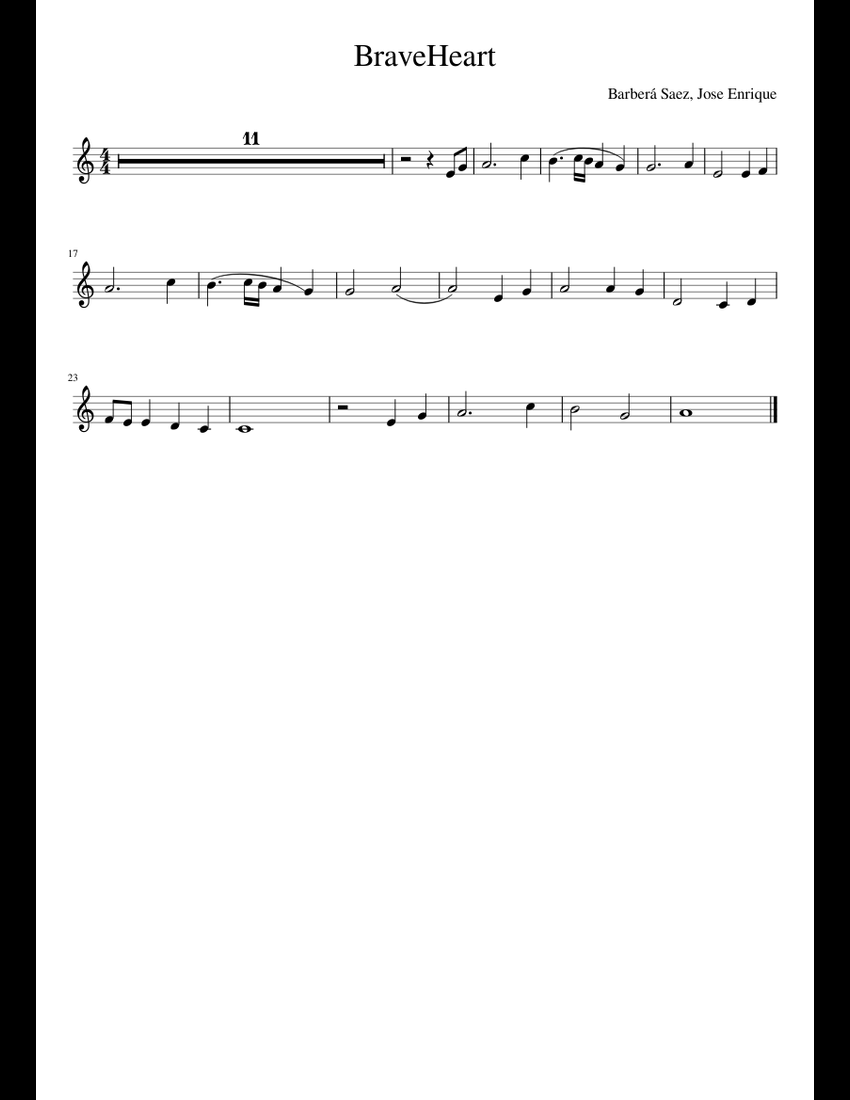 BraveHeart sheet music for Piano download free in PDF or MIDI