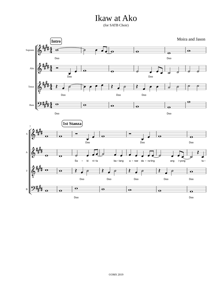Ikaw at Ako (Moira and Jason) sheet music for Piano download free in ...