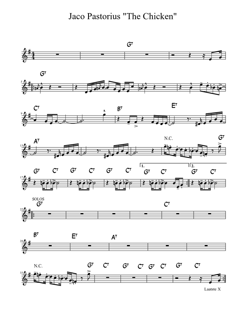 Jaco Pastorius "The Chicken" Sheet music | Musescore.com