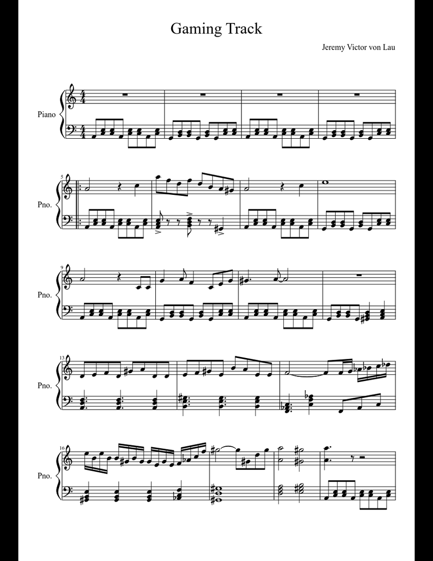 Gaming Track sheet music download free in PDF or MIDI