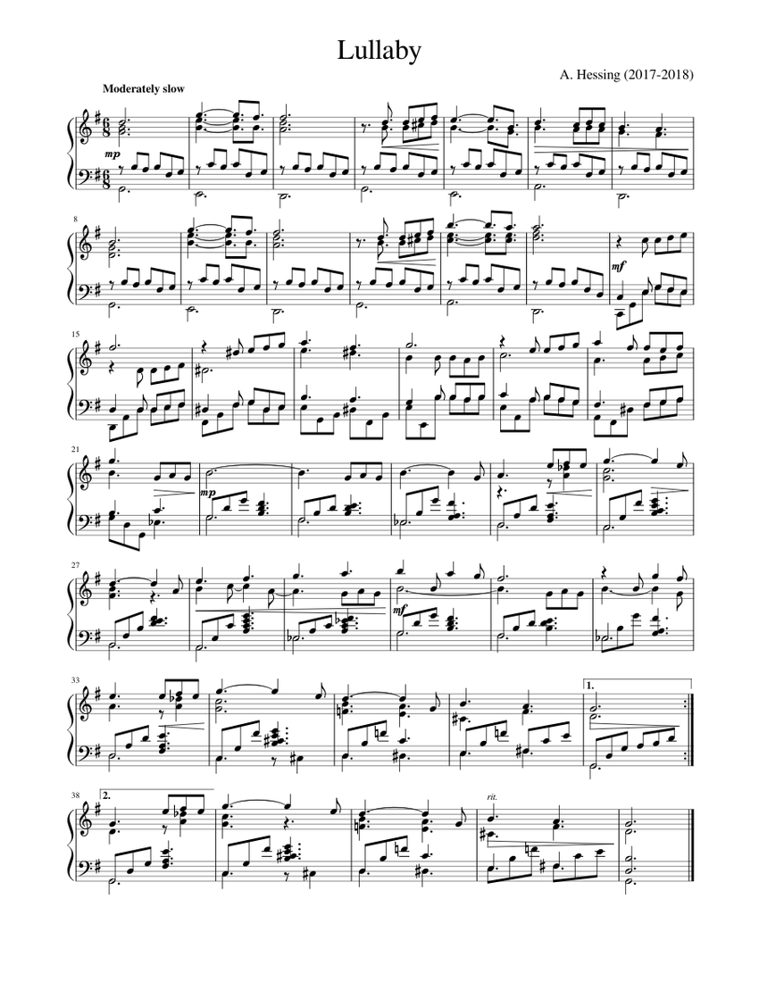 Lullaby Sheet music for Piano (Solo) | Musescore.com