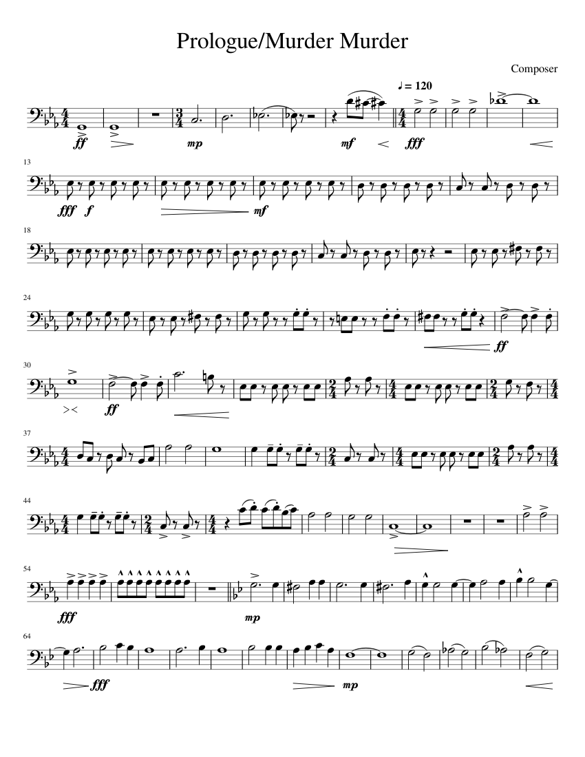 Prologue/Murder Murder Sheet music for Piano | Download free in PDF or ...
