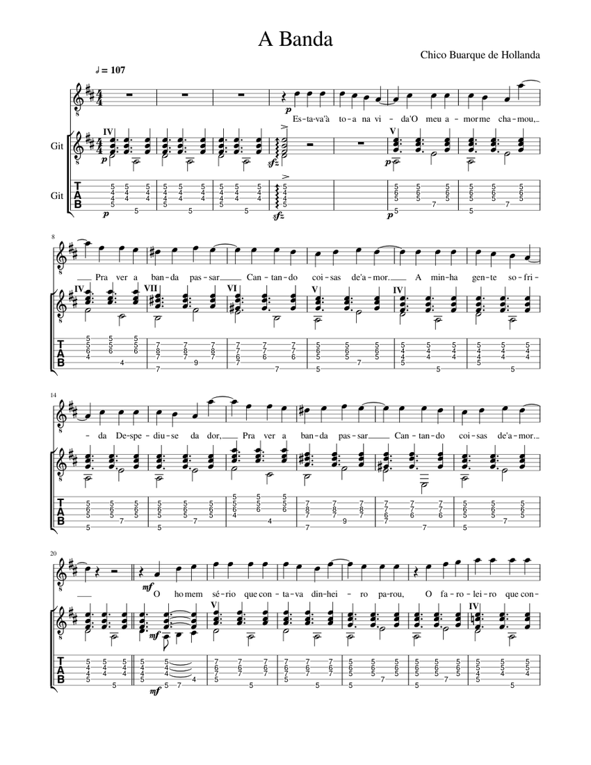 A Banda Sheet music for Guitar, Cornet (Mixed Trio) | Musescore.com