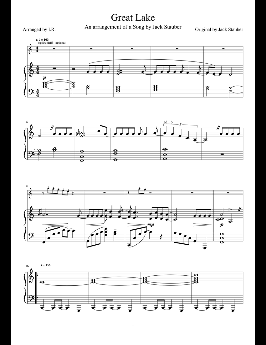 "Great Lake" • Jack Stauber sheet music for Oboe download free in PDF ...