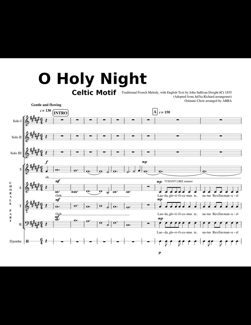 O Holy Night sheet music for Piano, Oboe, Piccolo, Recorder download ...