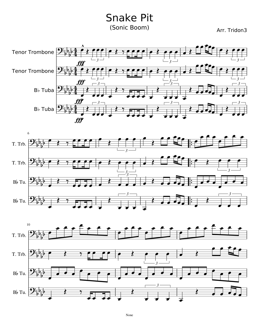 Snake Pit(Sonic Boom) Sheet music for Trombone, Tuba | Download free in ...