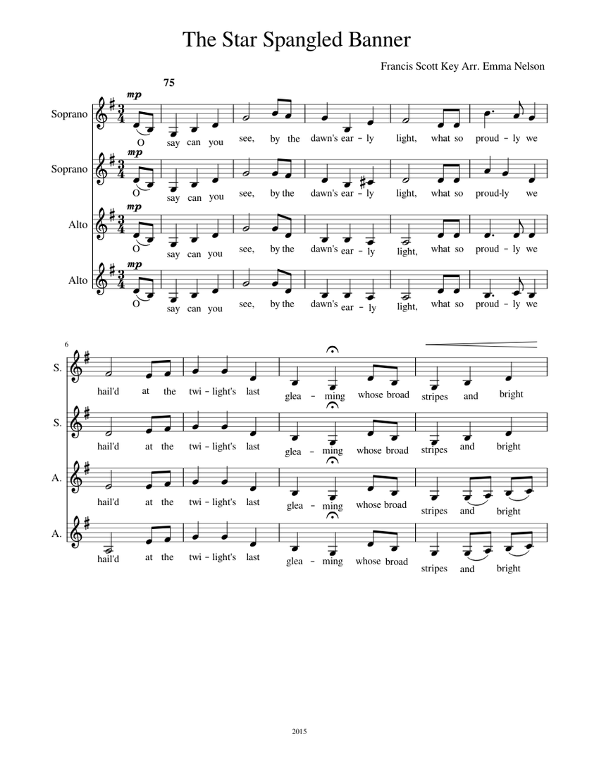 The Star Spangled Banner Sheet music for Soprano, Alto (Choral ...