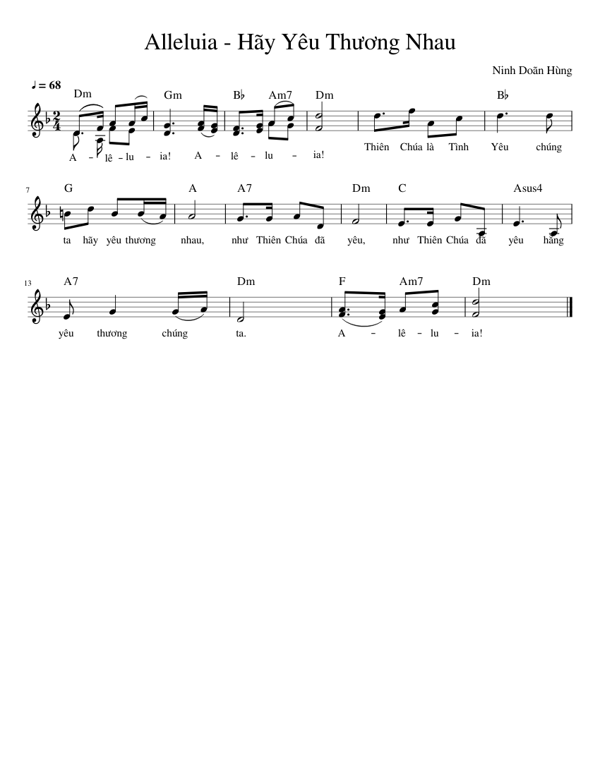 Alleluia: Hãy Yêu Thương Nhau sheet music for Piano download free in ...