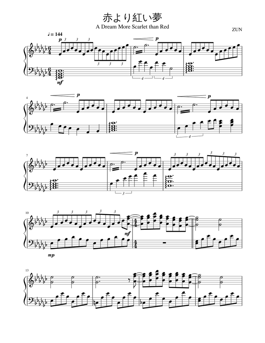 Touhou 6 EoSD: Complete OST Sheet music for Piano | Download free in ...