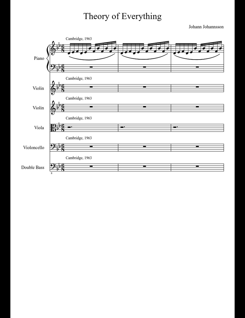 The Theory of Everything Medley sheet music for Piano, Violin, Viola ...