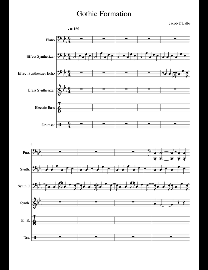 Gothic Formation sheet music for Piano, Synthesizer, Brass Ensemble ...