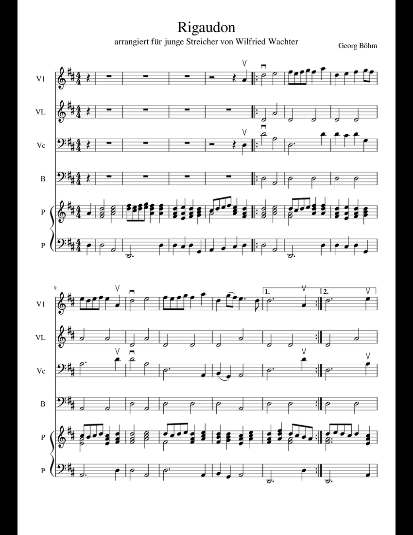 Rigaudon sheet music for Piano, Strings download free in PDF or MIDI