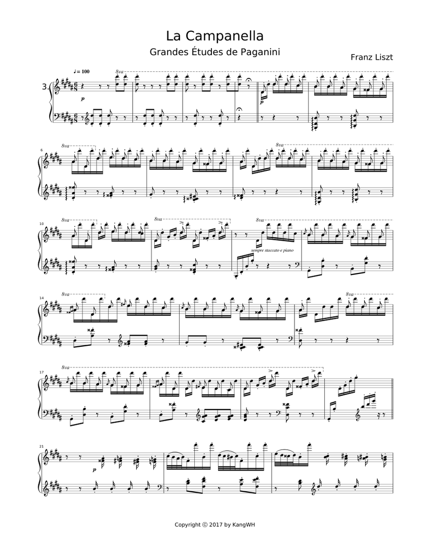 La Campanella Sheet music for Piano | Download free in PDF or MIDI | Musescore.com