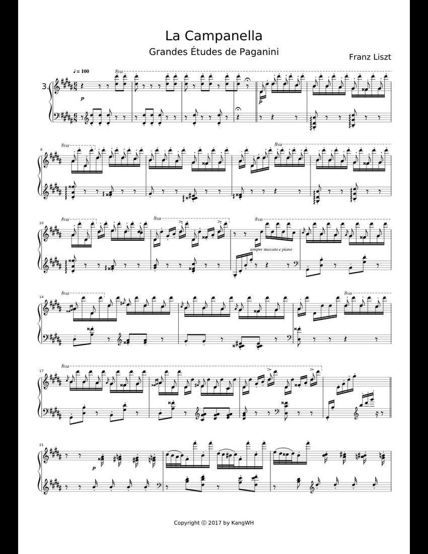 La Campanella sheet music for Piano download free in PDF or MIDI