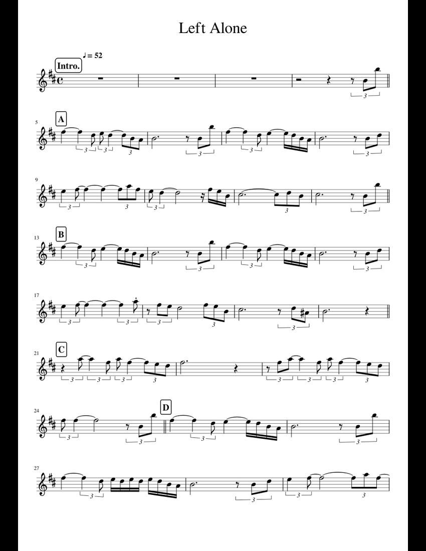 Left Alone sheet music for Alto Saxophone download free in PDF or MIDI