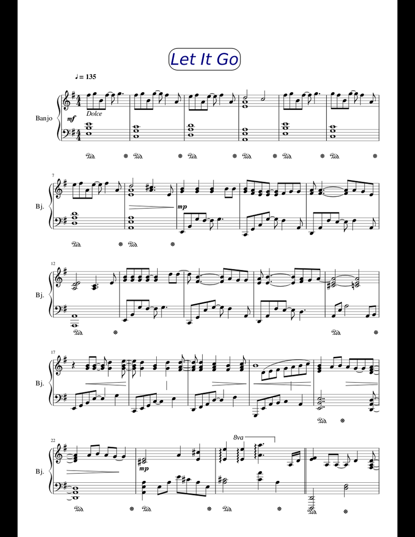 Let it go G Major sheet music for Guitar download free in PDF or MIDI