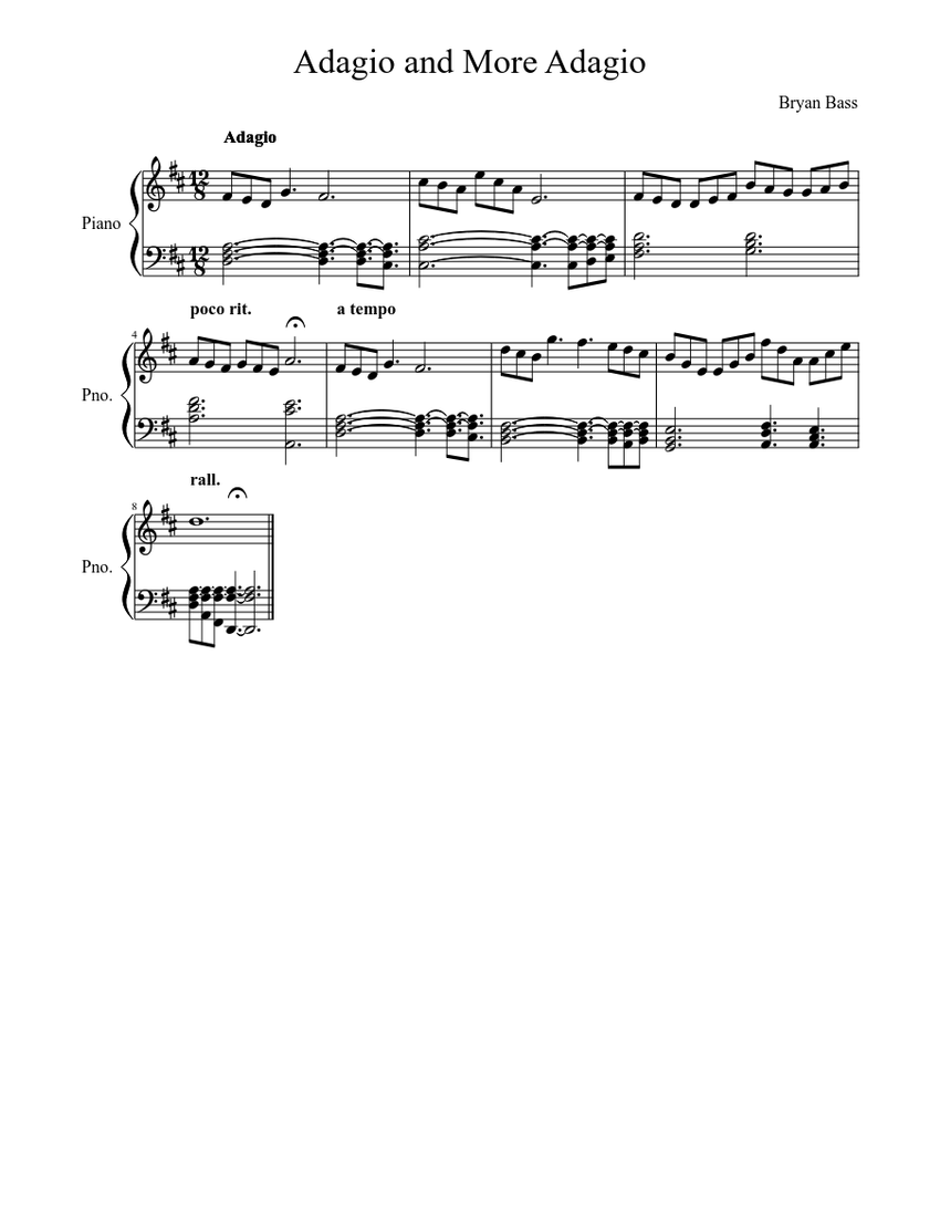 Adagio and More Adagio Sheet music for Piano (Solo) | Musescore.com