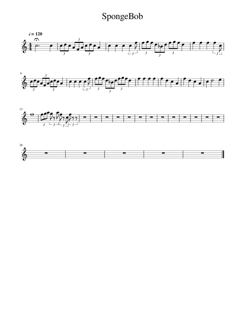 sponge bob theme Sheet music for Violin (Solo) | Musescore.com