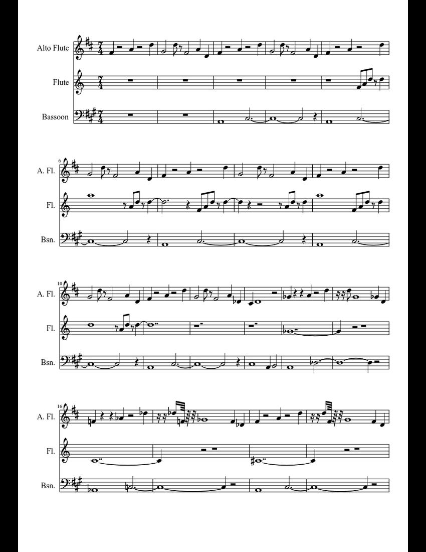 Two flutes & a bassoon sheet music download free in PDF or MIDI