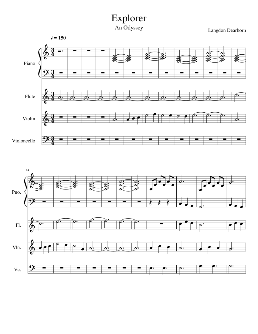 Explorer Sheet music for Piano, Violin, Flute, Cello (Mixed Quartet ...