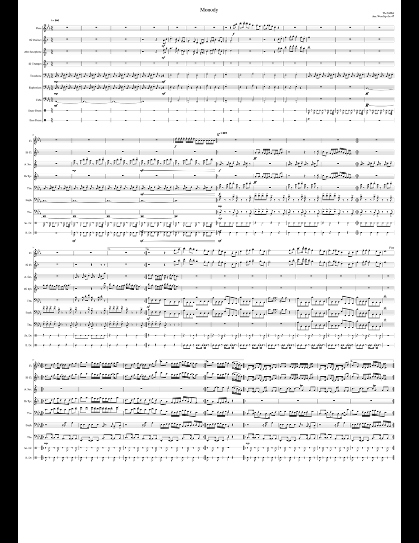 Monody Arrangement sheet music for Flute, Clarinet, Alto Saxophone ...