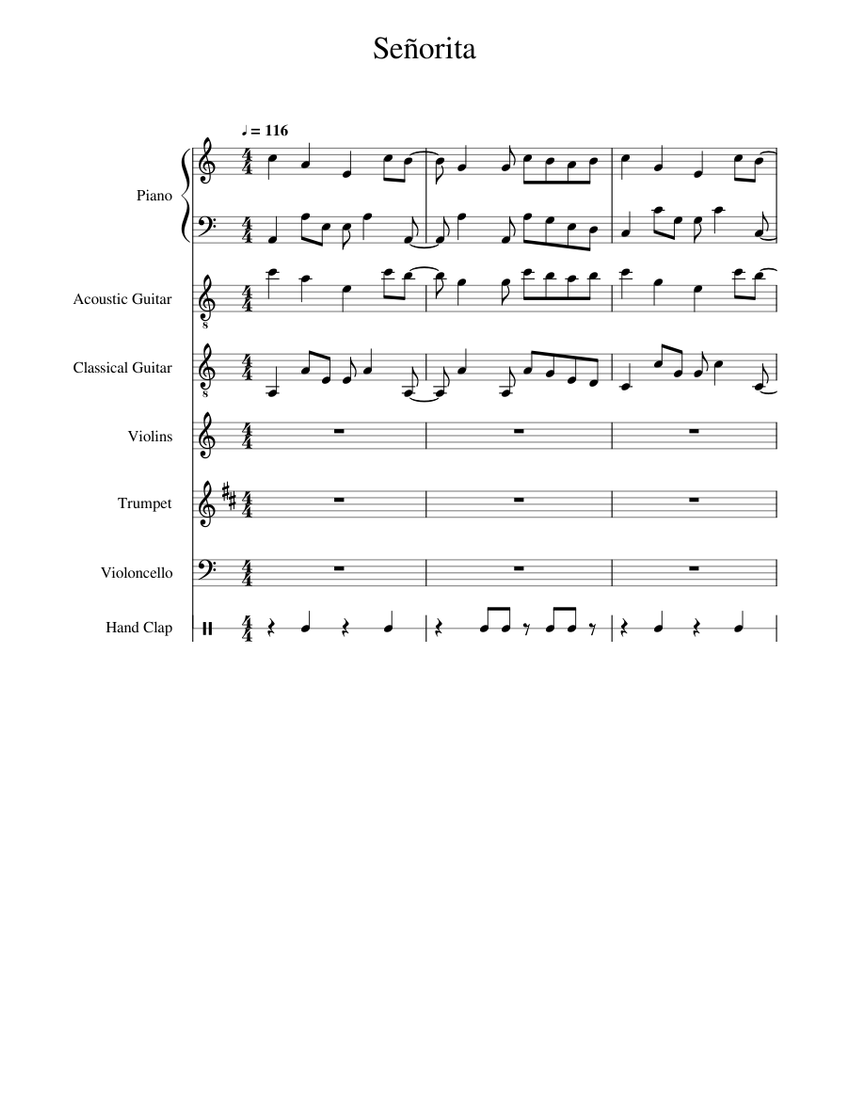 señorita Sheet music for Piano, Guitar, Strings, Trumpet | Download ...