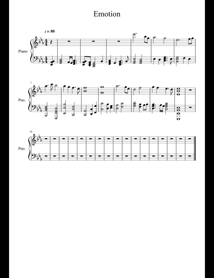Emotion sheet music for Piano download free in PDF or MIDI