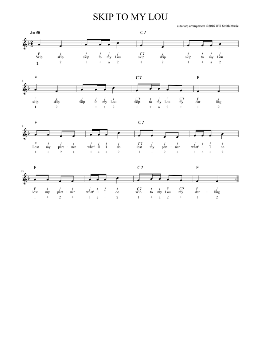 SKIP TO MY LOU in F Sheet music for Violin | Download free in PDF or ...