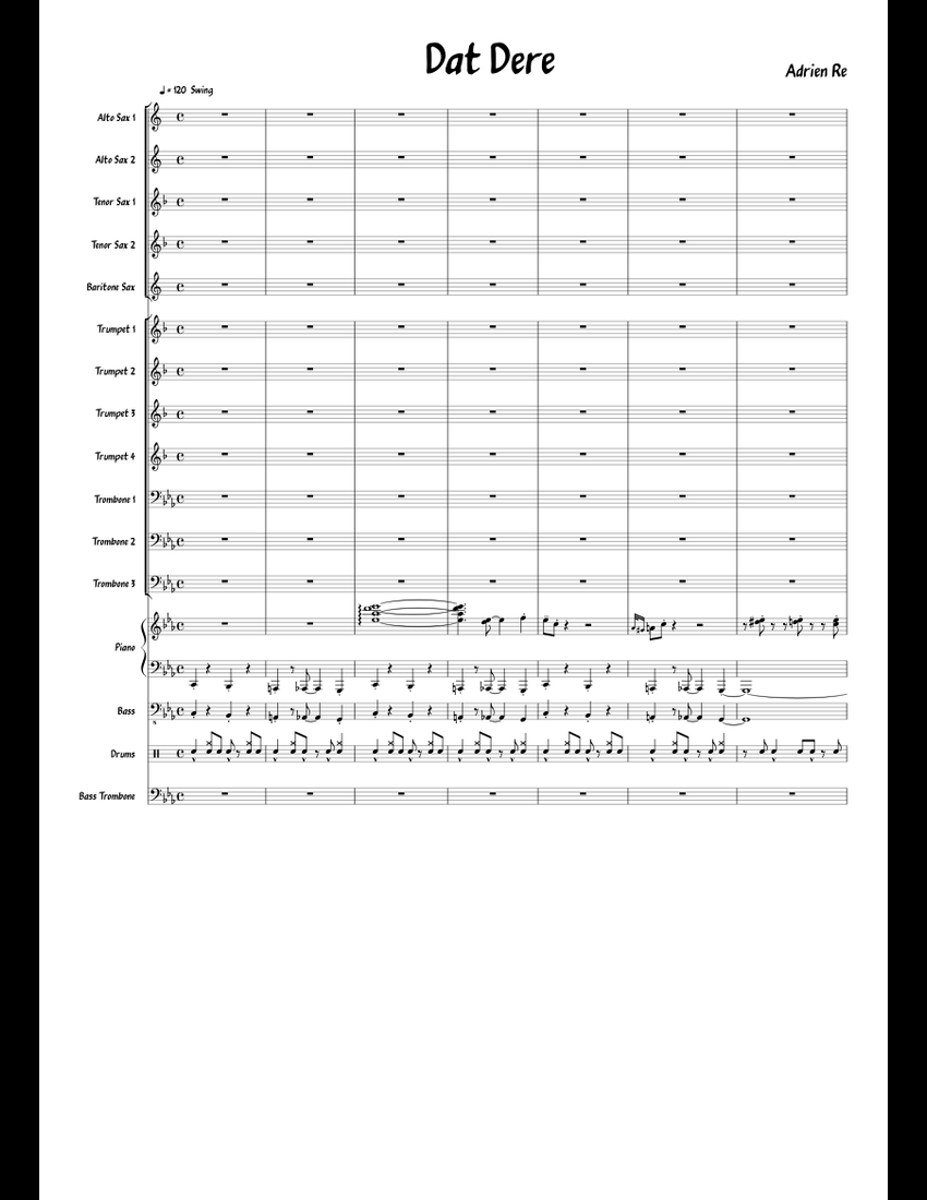 Jazz Band: Dat Dere sheet music for Piano, Alto Saxophone, Tenor ...