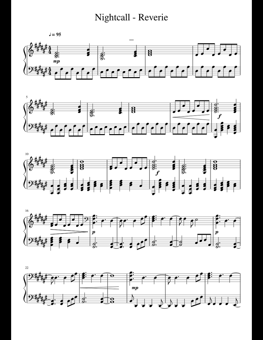 Nightcall Reverie sheet music for Piano download free in PDF or MIDI