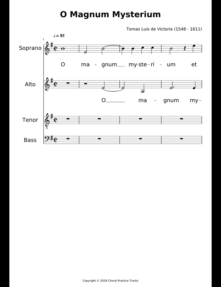 O Magnum Mysterium (Victoria) sheet music for Piano, Oboe, Cello, Organ ...