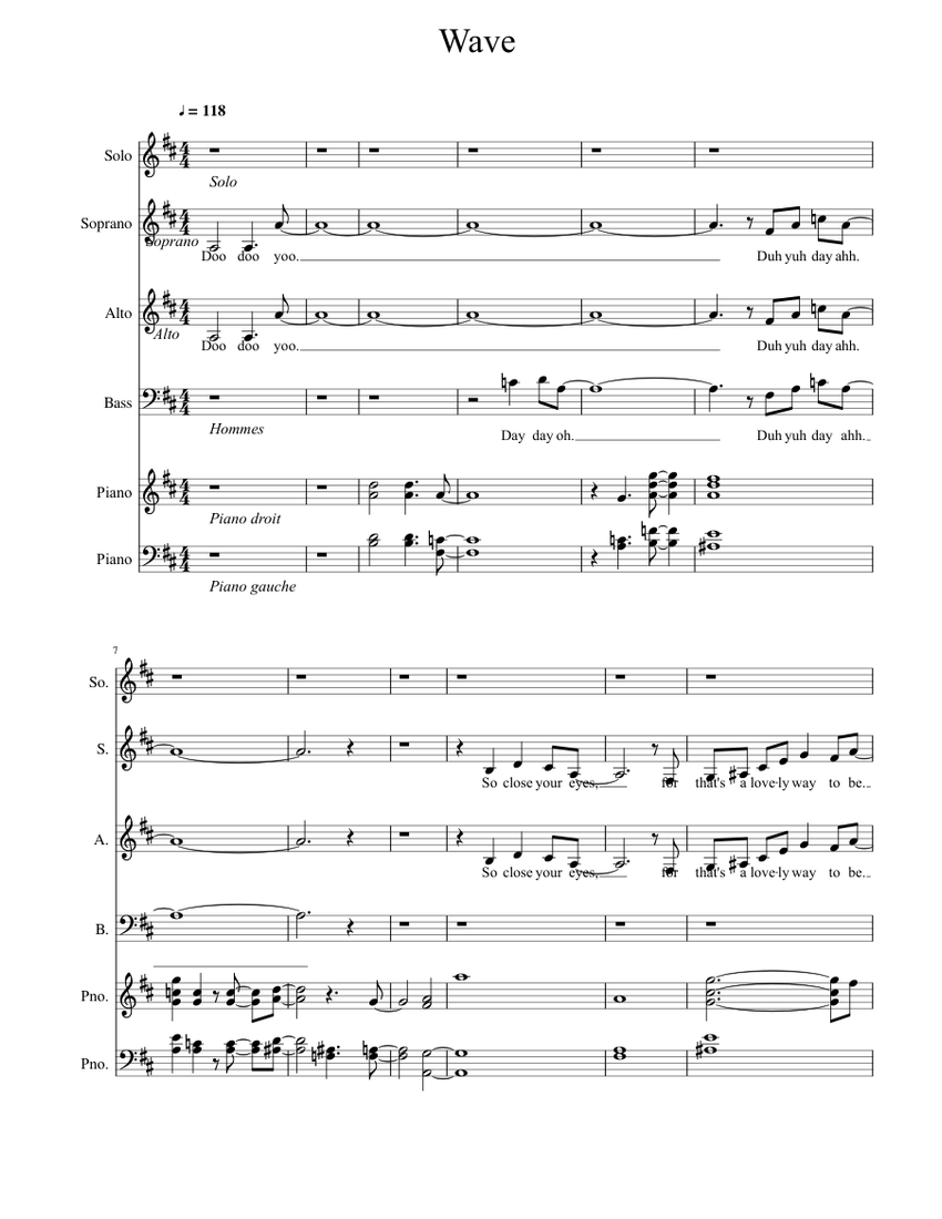 Wave Sheet music for Piano (Mixed Ensemble) | Musescore.com