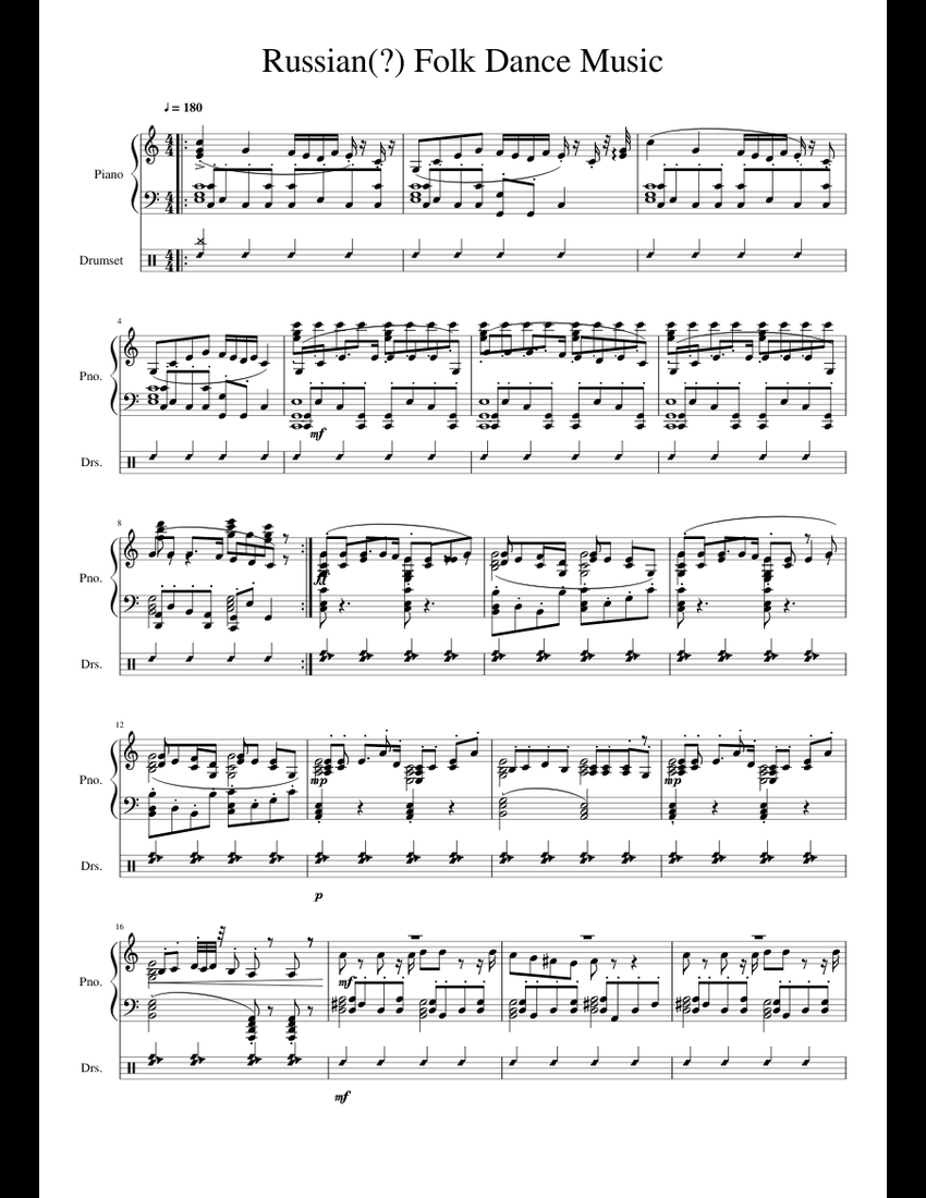 Russian Folk Dance sheet music for Piano, Percussion download free in ...