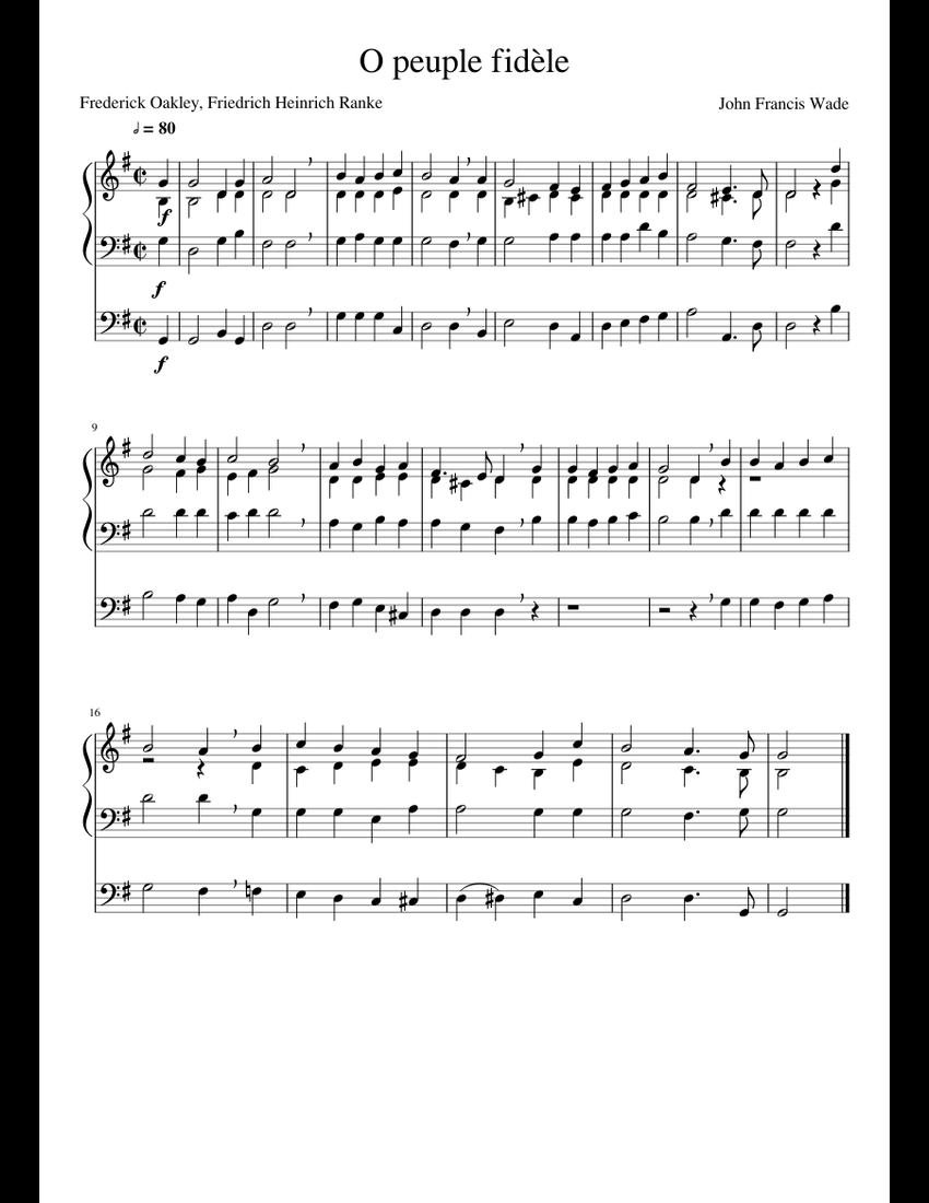 O peuple fidèle sheet music for Organ download free in PDF or MIDI