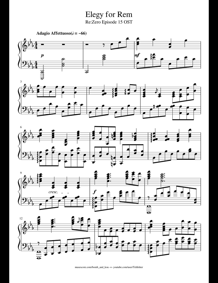 Elegy for Rem sheet music for Piano download free in PDF or MIDI