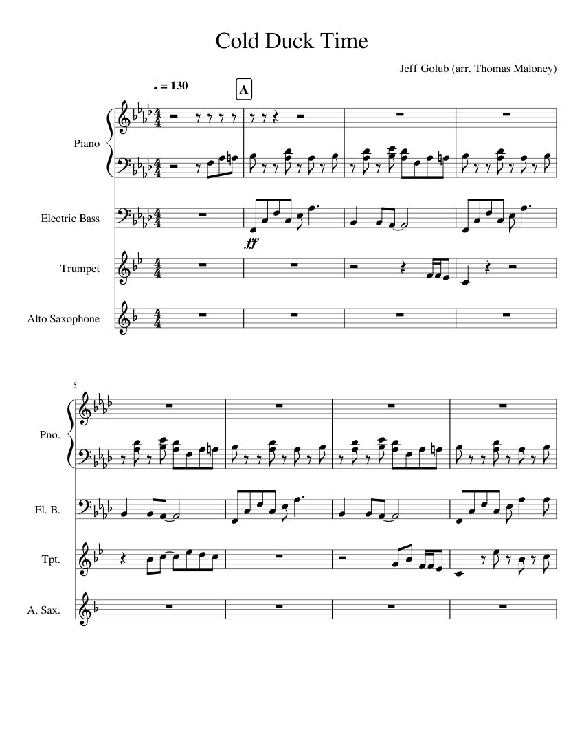 Cold Duck Time Sheet music for Piano, Bass, Trumpet, Alto Saxophone ...