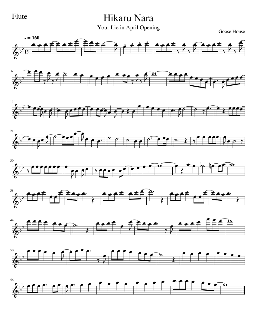Hikaru Nara Sheet music for Flute (Solo) | Musescore.com