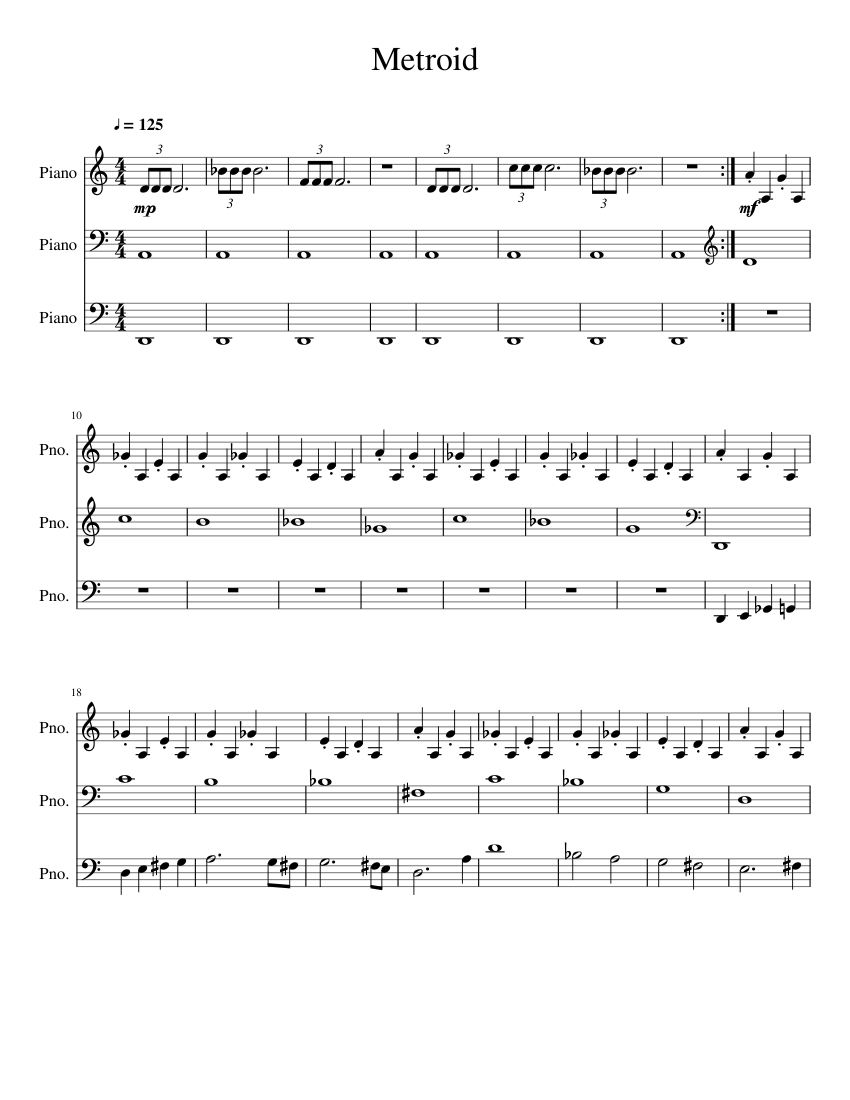 Metroid Sheet music for Piano | Download free in PDF or MIDI ...