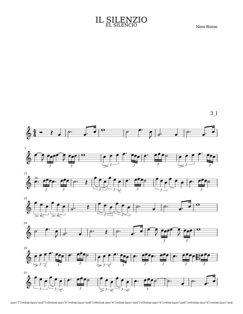 IL SILENZIO Sheet music for Voice | Download free in PDF or MIDI ...
