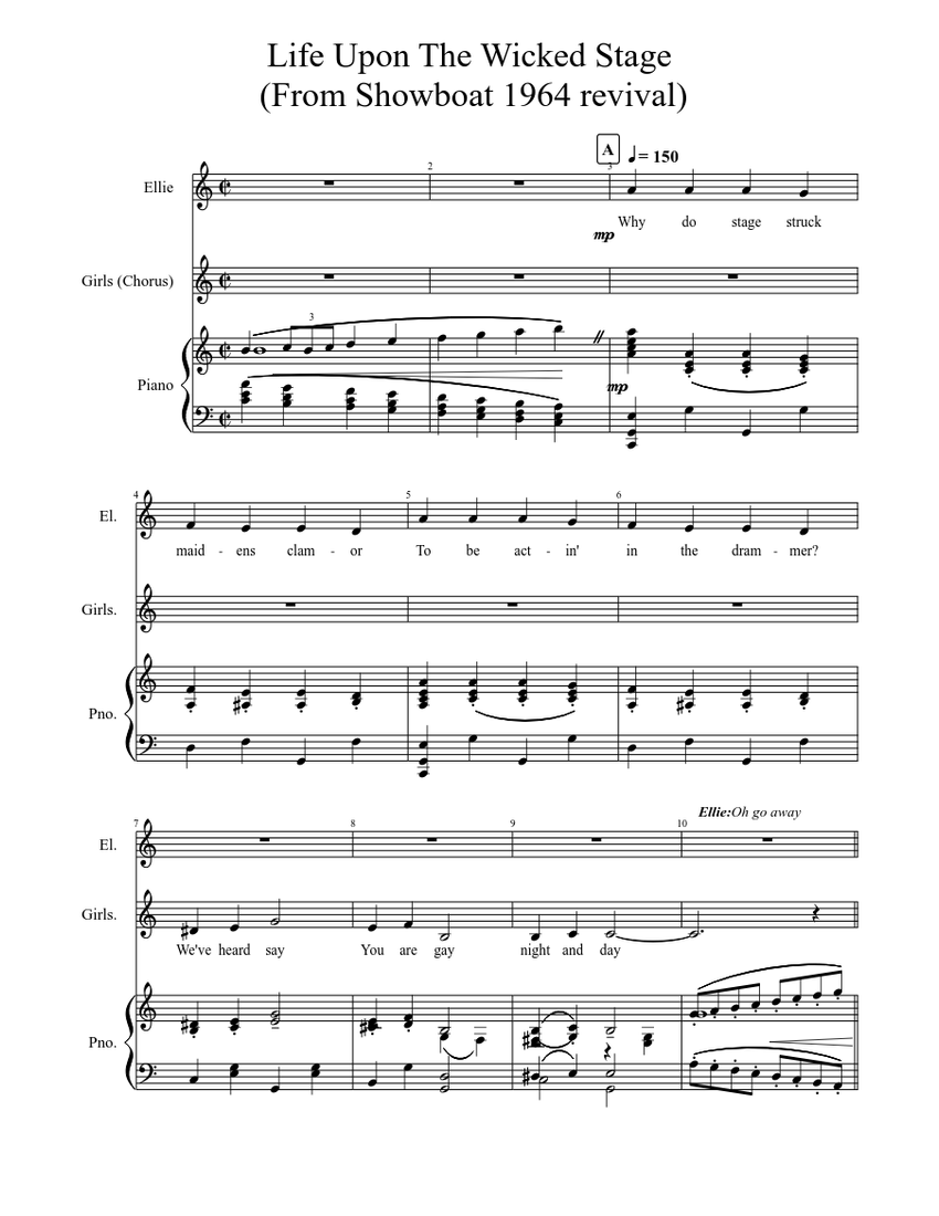 Life Upon The Wicked Stage (from Showboat) Sheet music for Piano | Download free in PDF or MIDI ...