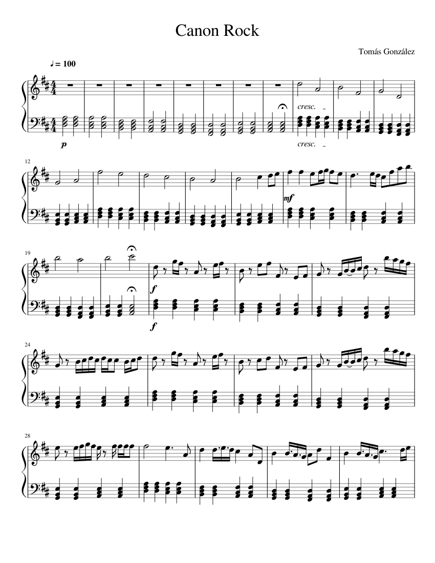 Canon Rock sheet music for Piano download free in PDF or MIDI