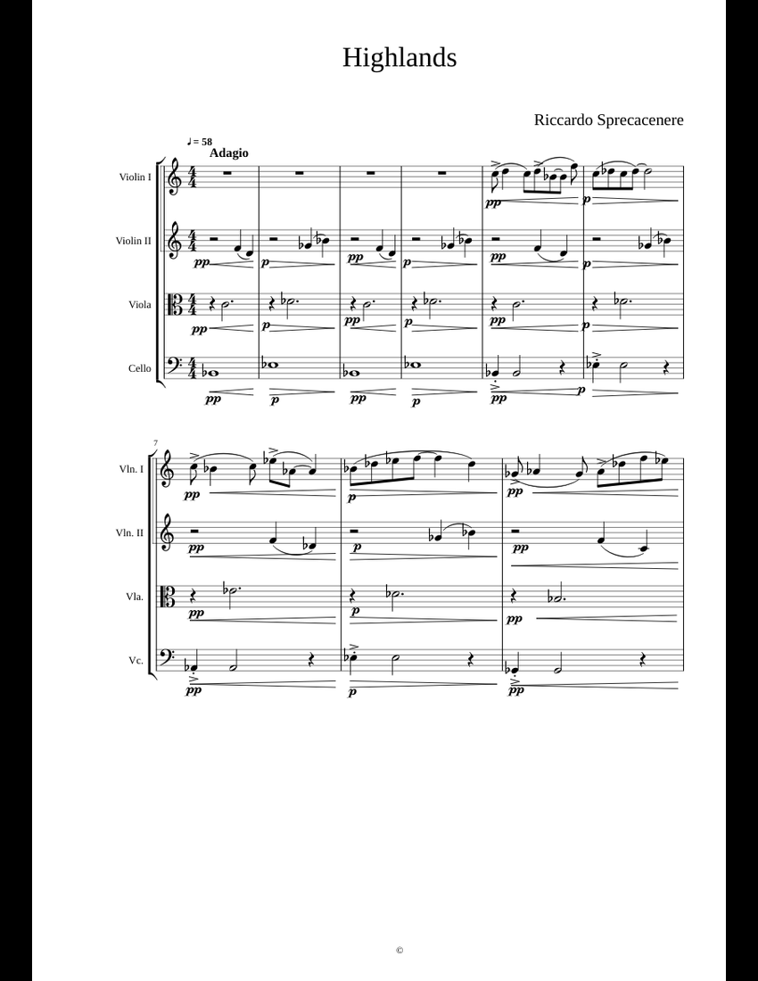 Highlands sheet music for Strings download free in PDF or MIDI