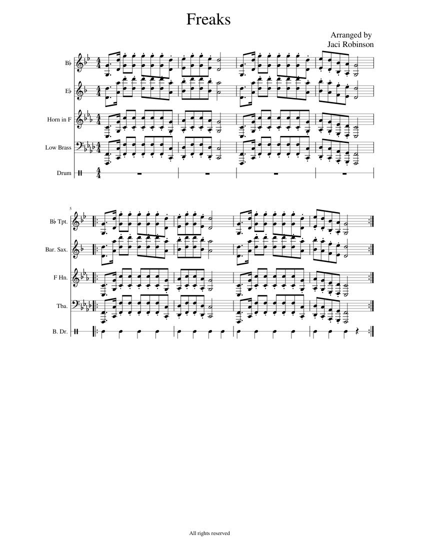 Freaks Sheet music for Trumpet (In B Flat), French Horn, Tuba ...