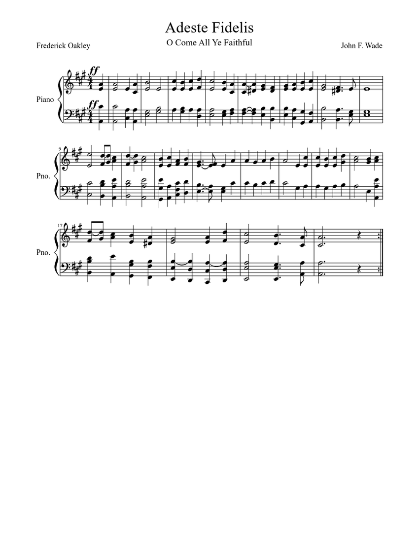 Adeste Fideles Sheet music for Piano | Download free in PDF or MIDI | Musescore.com
