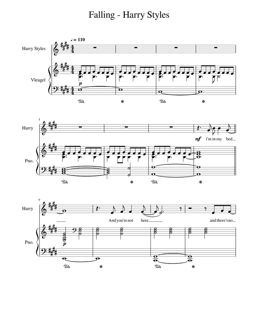 Falling - Harry Styles Sheet music for Piano | Download free in PDF or ...