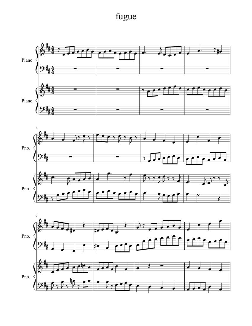Fugue Sheet music for Piano | Download free in PDF or MIDI | Musescore.com