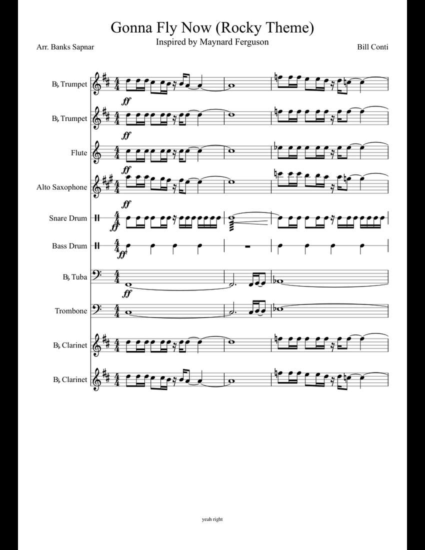 Gonna Fly Now (Rocky Theme) sheet music for Flute, Clarinet, Trumpet ...